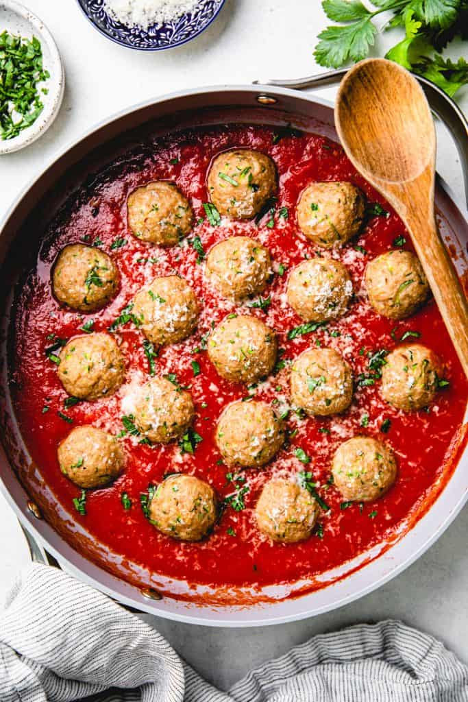Oven Baked Turkey Zucchini Meatballs - Veronika's Kitchen