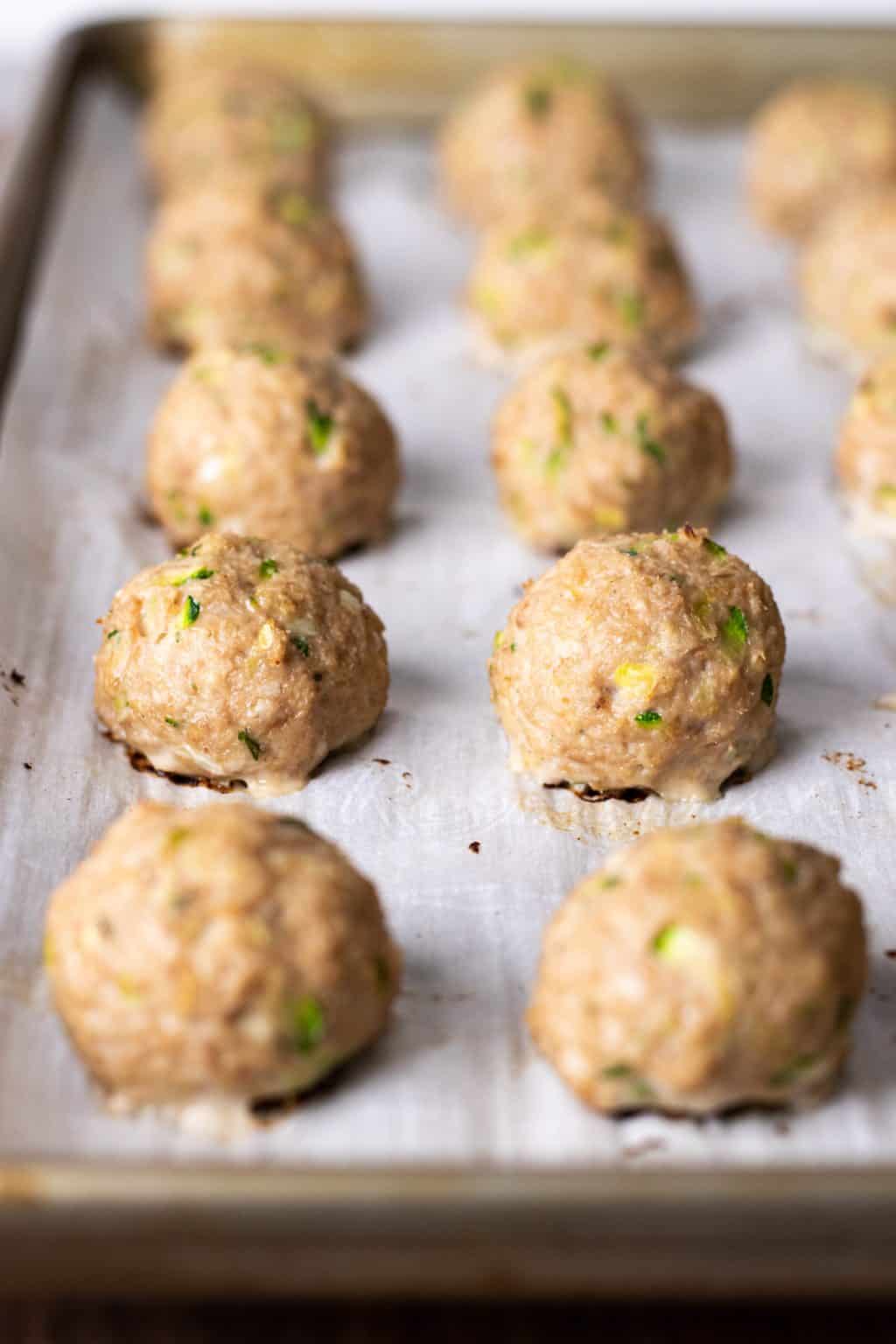 Oven Baked Turkey Zucchini Meatballs - Veronika's Kitchen