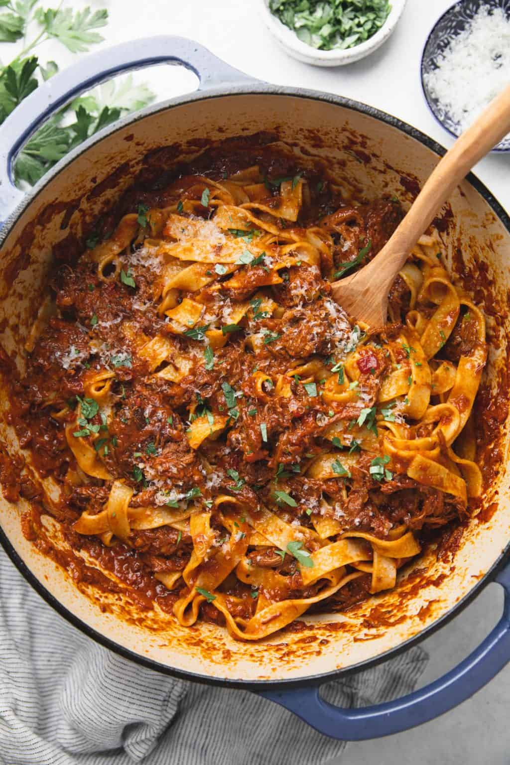 Dutch Oven Short Rib Ragu with Pappardelle - Veronika's Kitchen